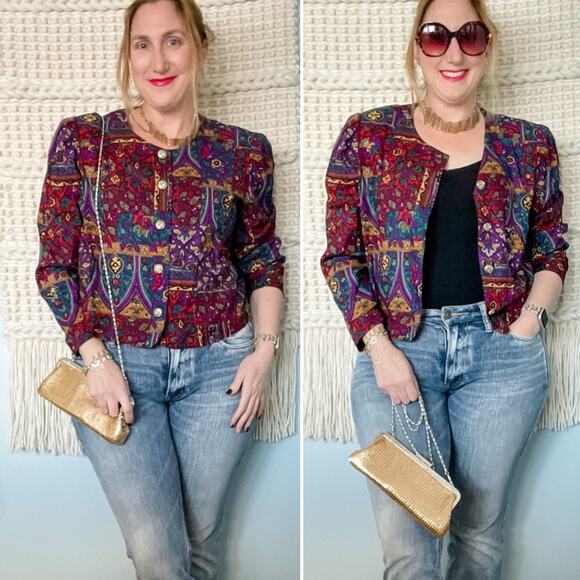 Vintage | Tops | Vintage 8s90s Preppy Luxe Retro Statement Button Box ...